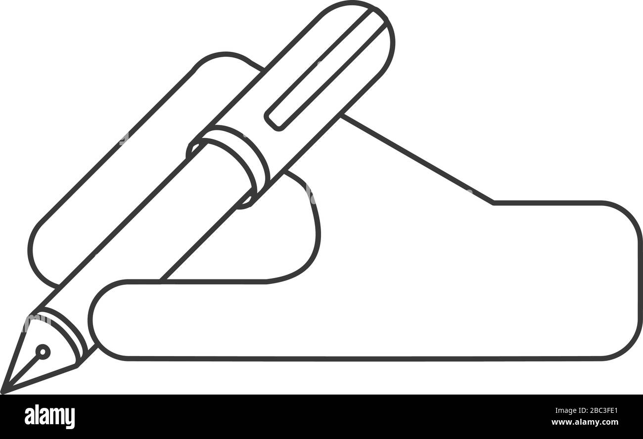Hand holding a business style pen icon line drawing vector Stock Vector ...