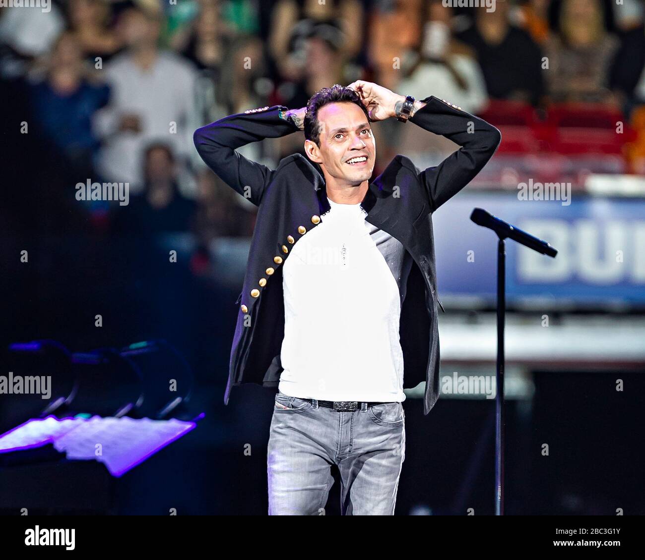 Latin singing sensation Marc Anthony performs at the American Airlines ...