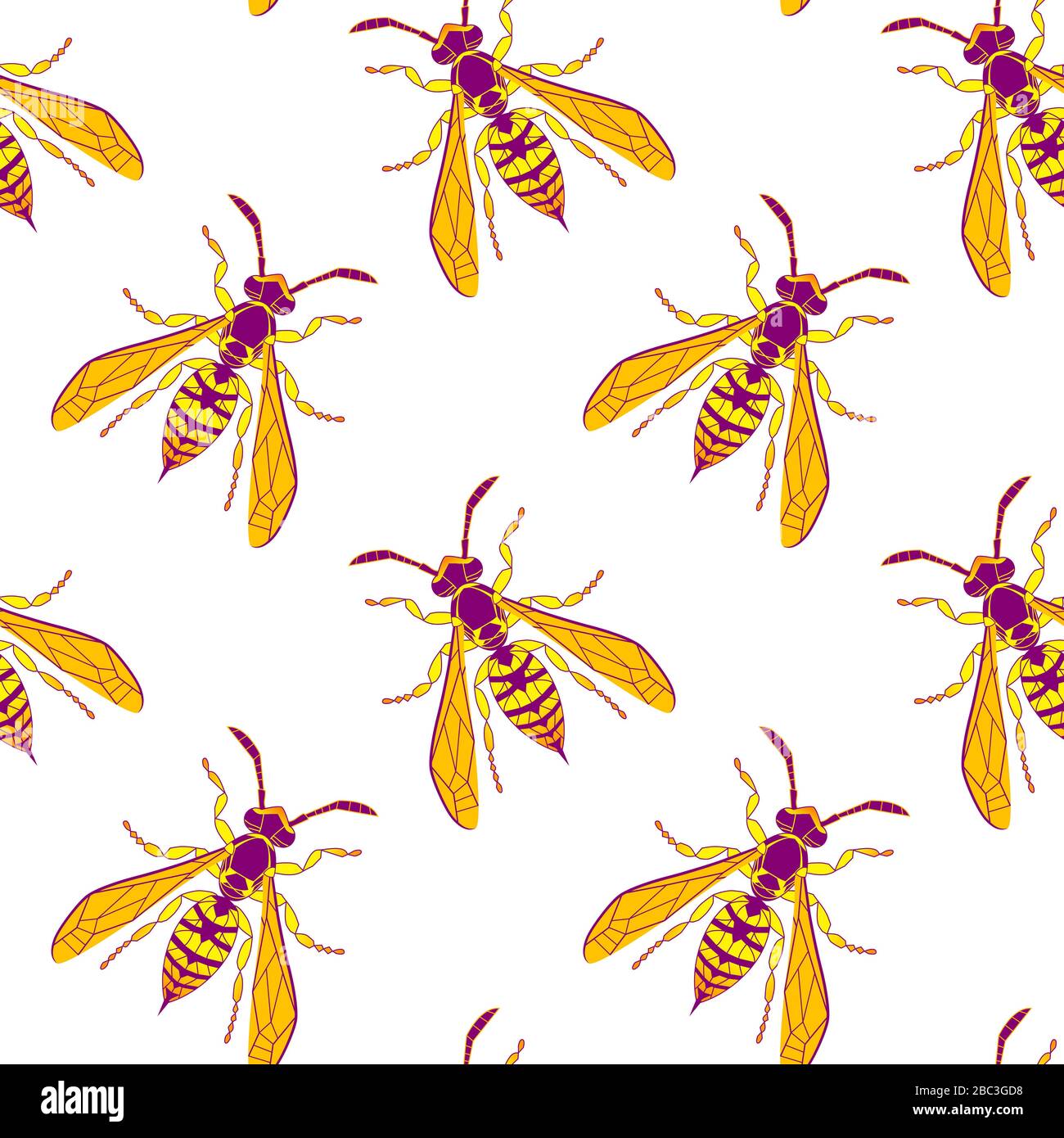 Wasp insect seamless pattern. Dangerous design for textile, fabric ...