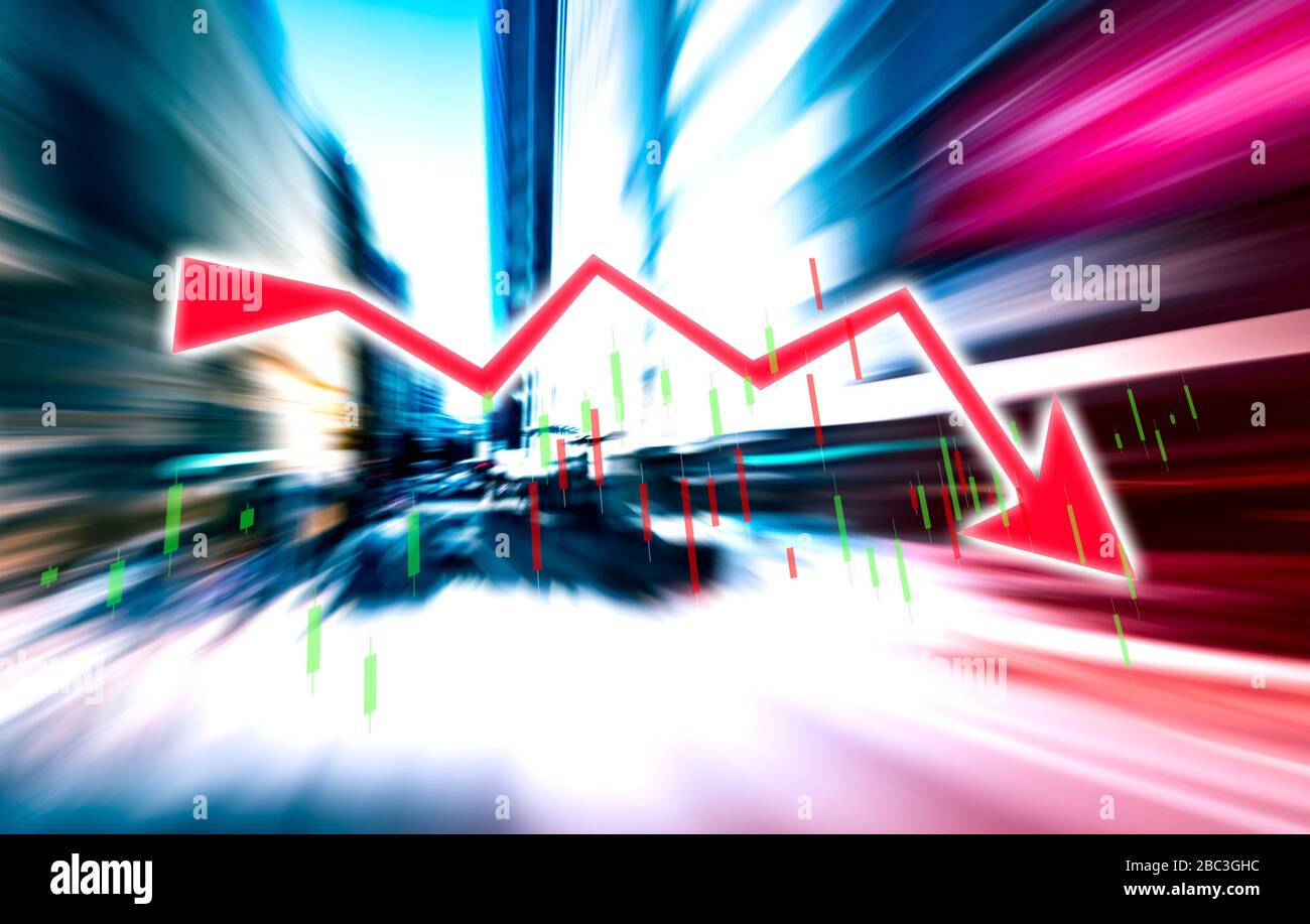 Finance Stock market with abstract light trials background. Index graph ...