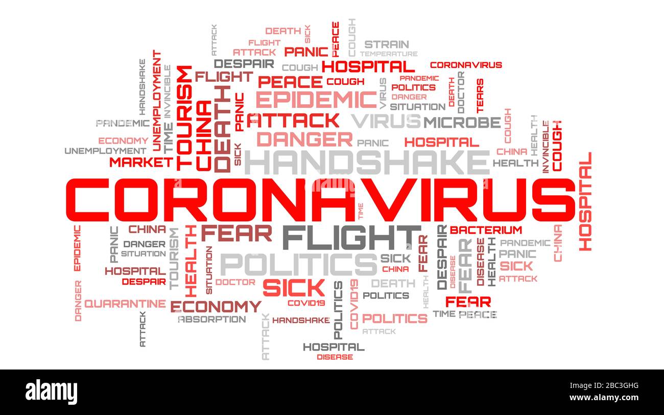 Coronavirus concept word cloud backdrop Stock Photo - Alamy
