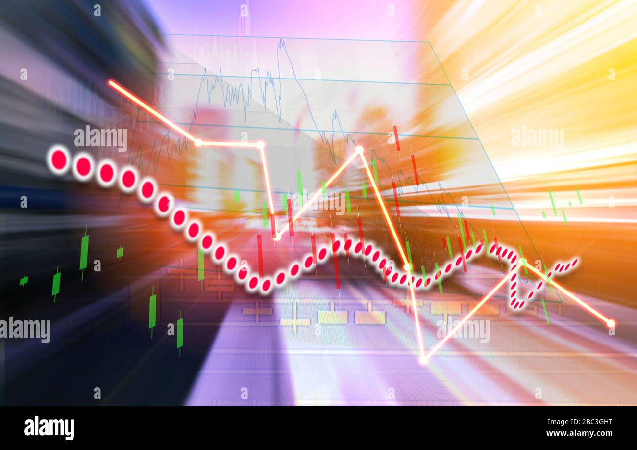 Finance Stock market with abstract light trials background. Index graph ...