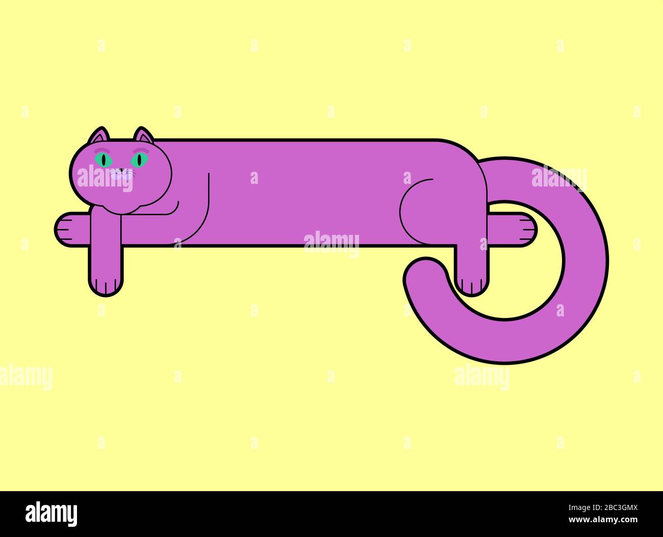 Long cat isolated. Cartoon pet. vector illustration Stock Vector Image ...