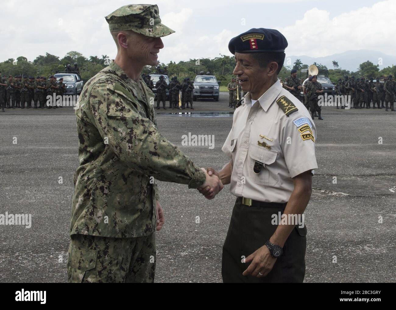 Guatemala marine corps Commandant Col. Medardo Monterroso Suarez, right ...