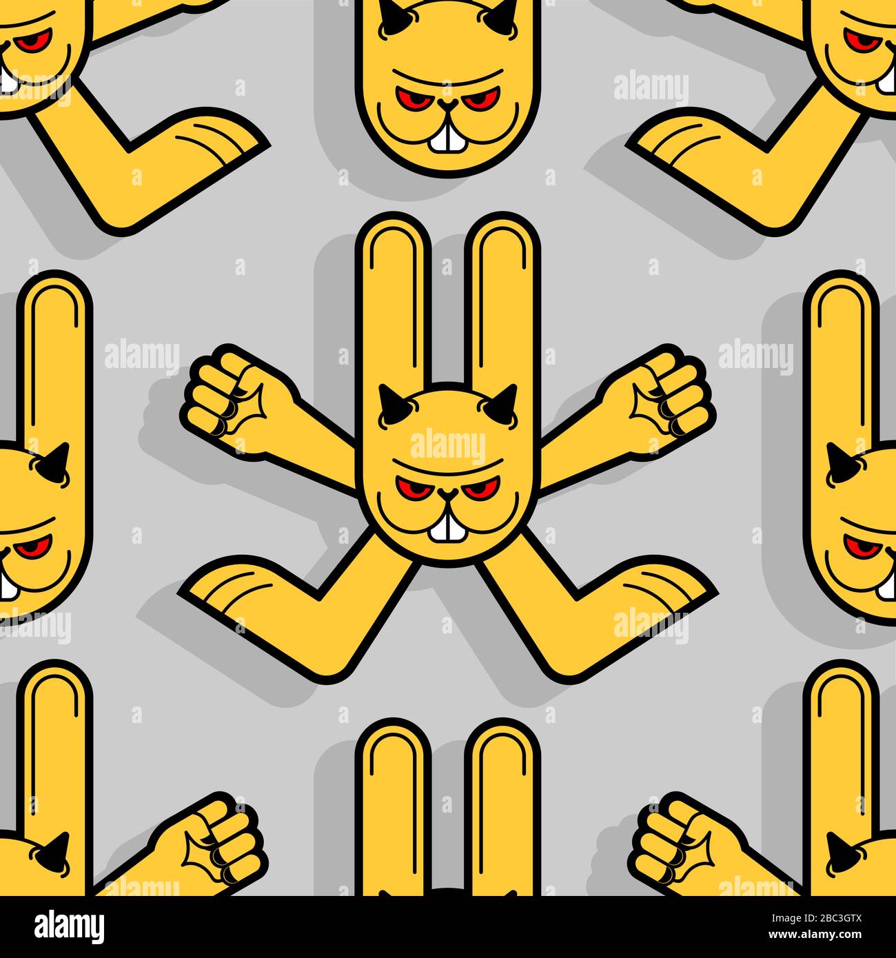 Angry hare pattern seamless. Crazy Rabbit background. Devil bunny ...