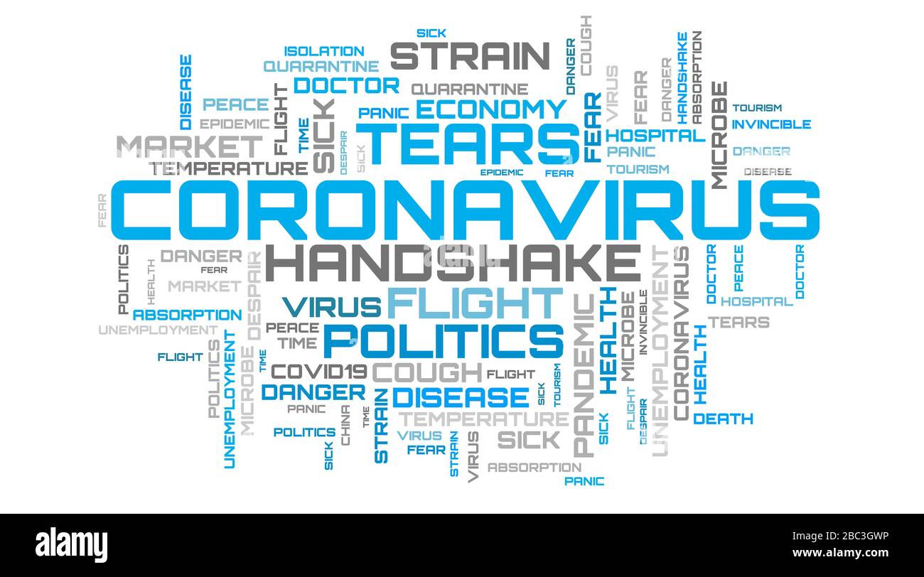 COVID-19 concept word cloud backdrop Stock Photo - Alamy