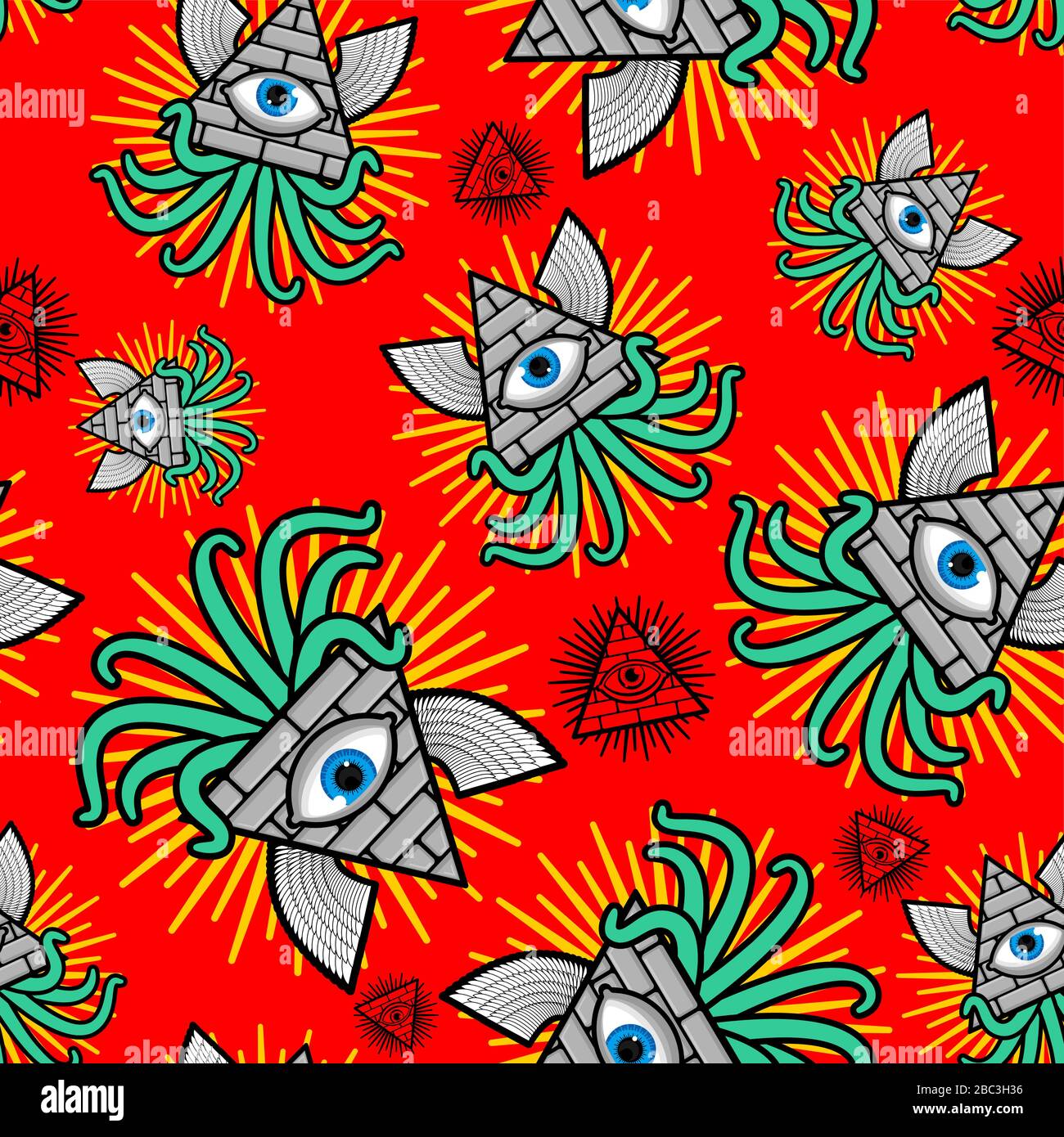 All-seeing eye background. Pyramid with an eye pattern seamless. Symbol ...