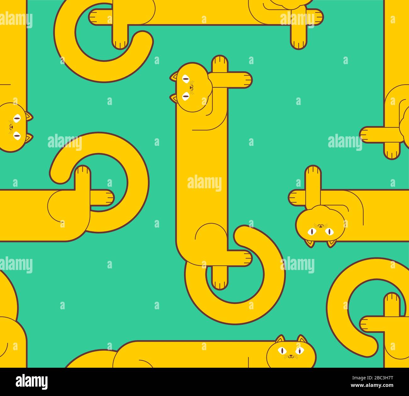 Long cat pattern seamless. Cartoon pet background. Baby fabric texture ...