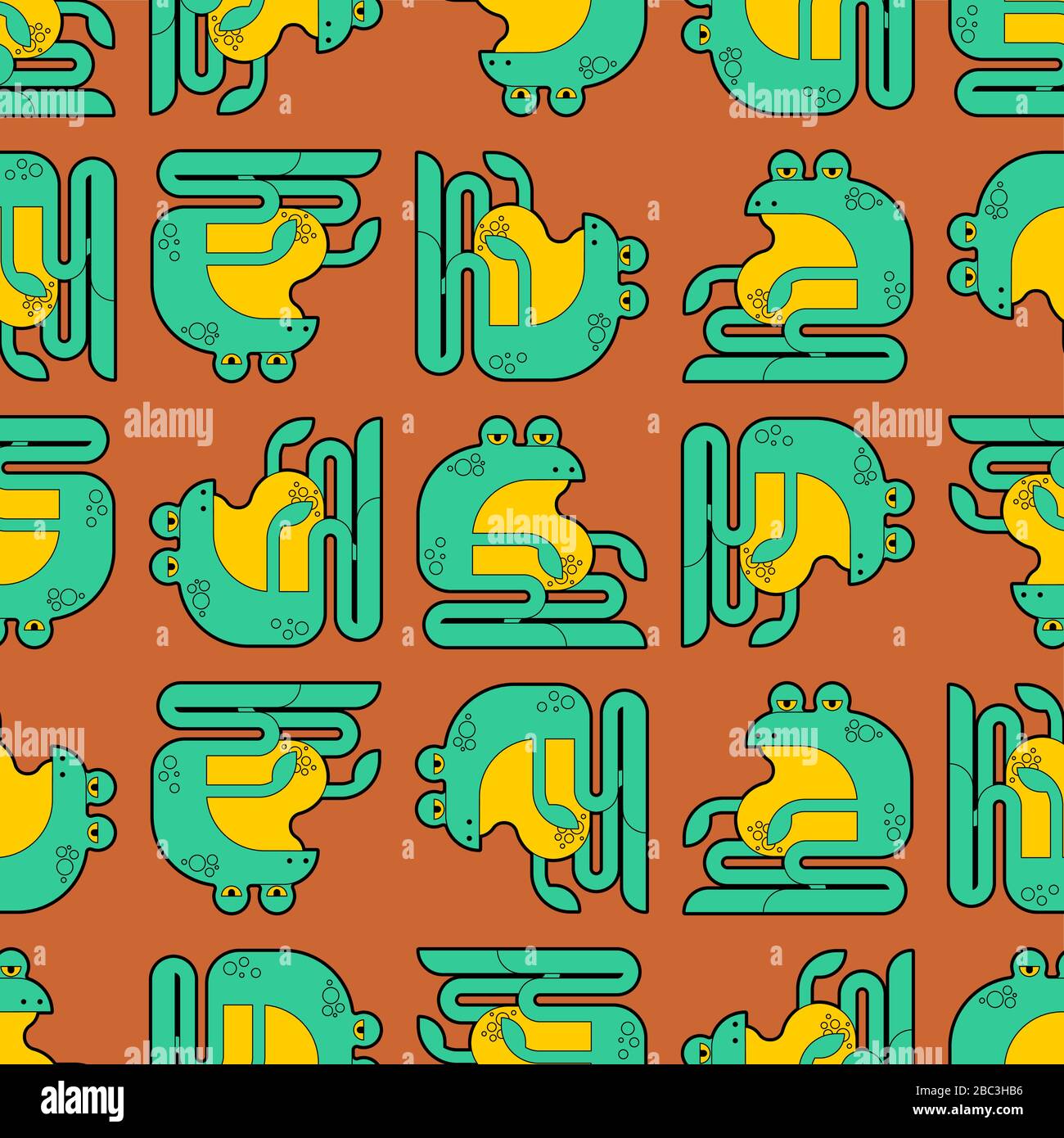 Frog cartoon pattern seamless. Green toad background. Baby fabric ...