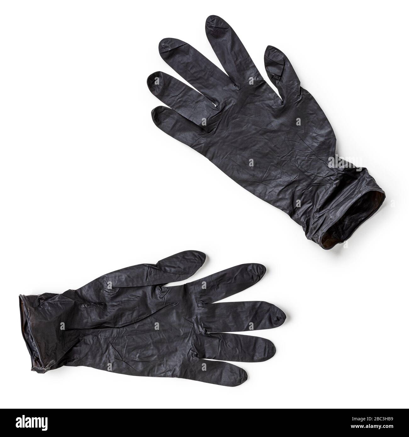 Black medical gloves isolated on white background. Protection against ...