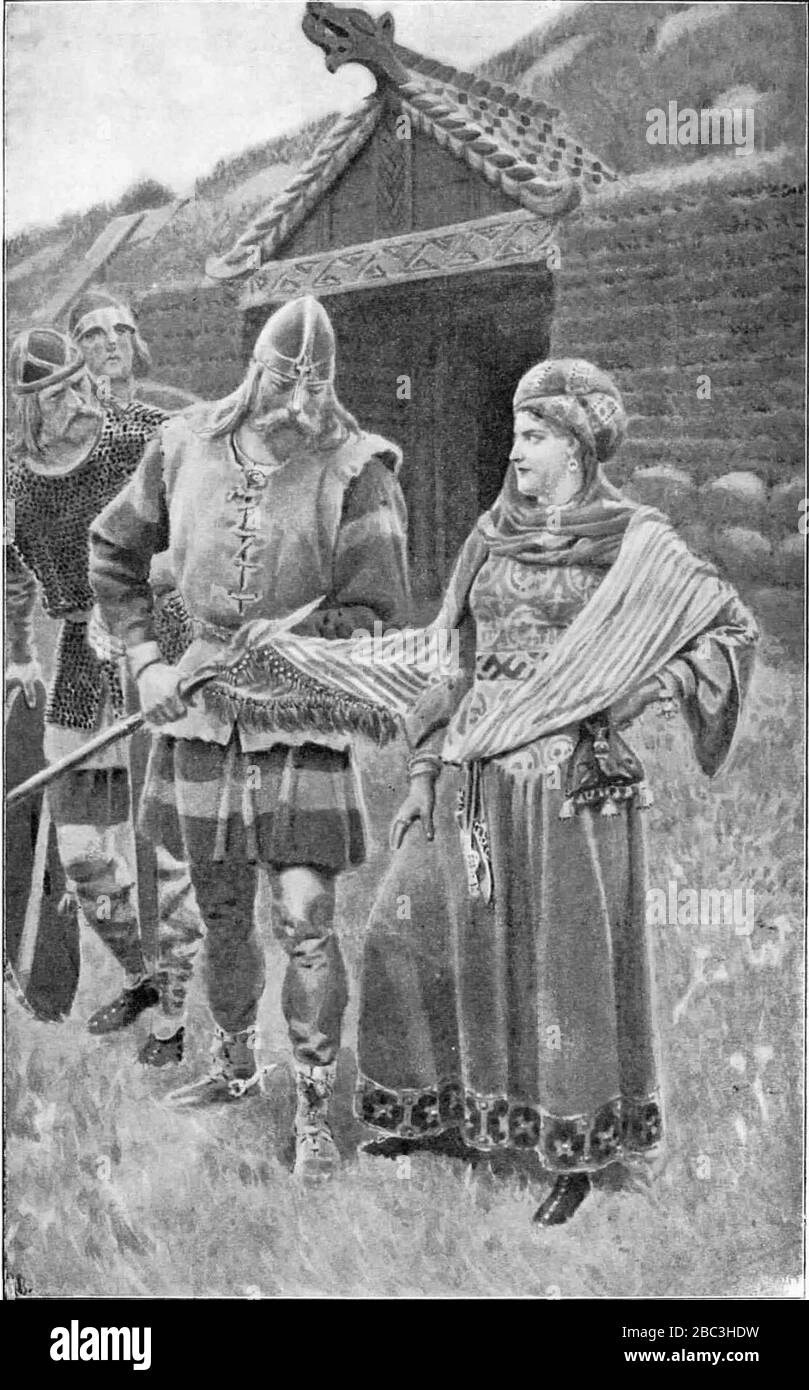 Gudrun and the spear Stock Photo - Alamy