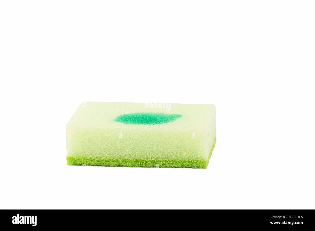 Kitchen sponge with antiseptic liquid isolated on a white background ...