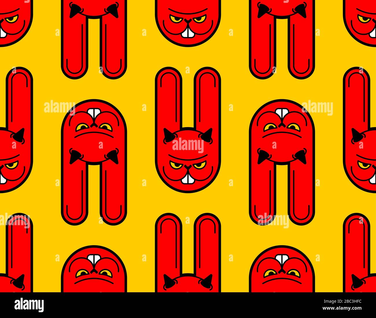 Angry hare pattern seamless. Crazy Rabbit background. Devil bunny ...