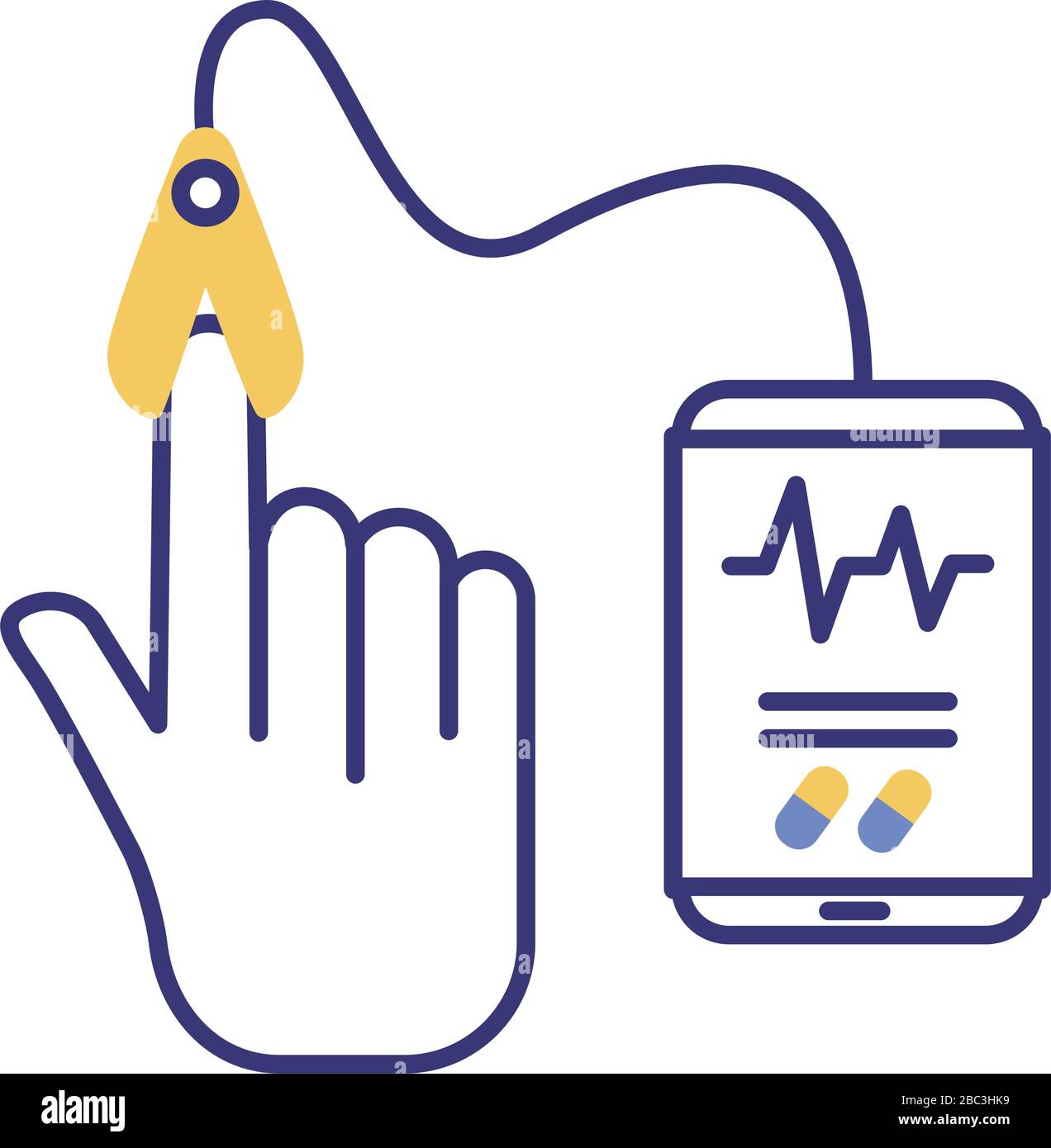 tablet with pulse measure health online line style Stock Vector Image ...