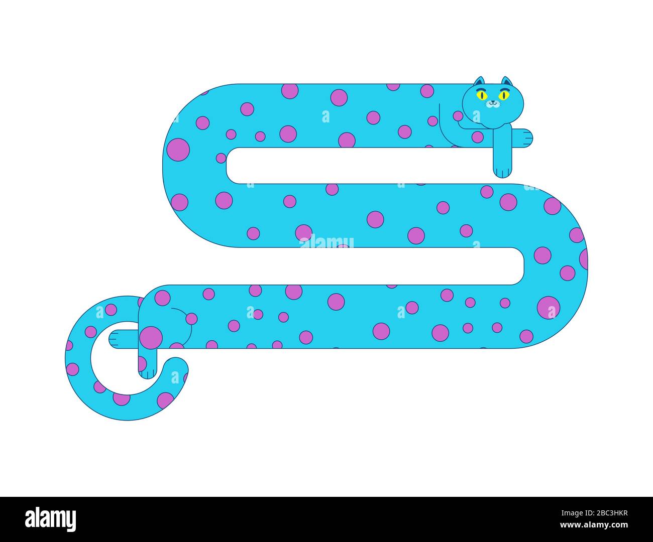 Long cat isolated. Cartoon pet. vector illustration Stock Vector Image ...