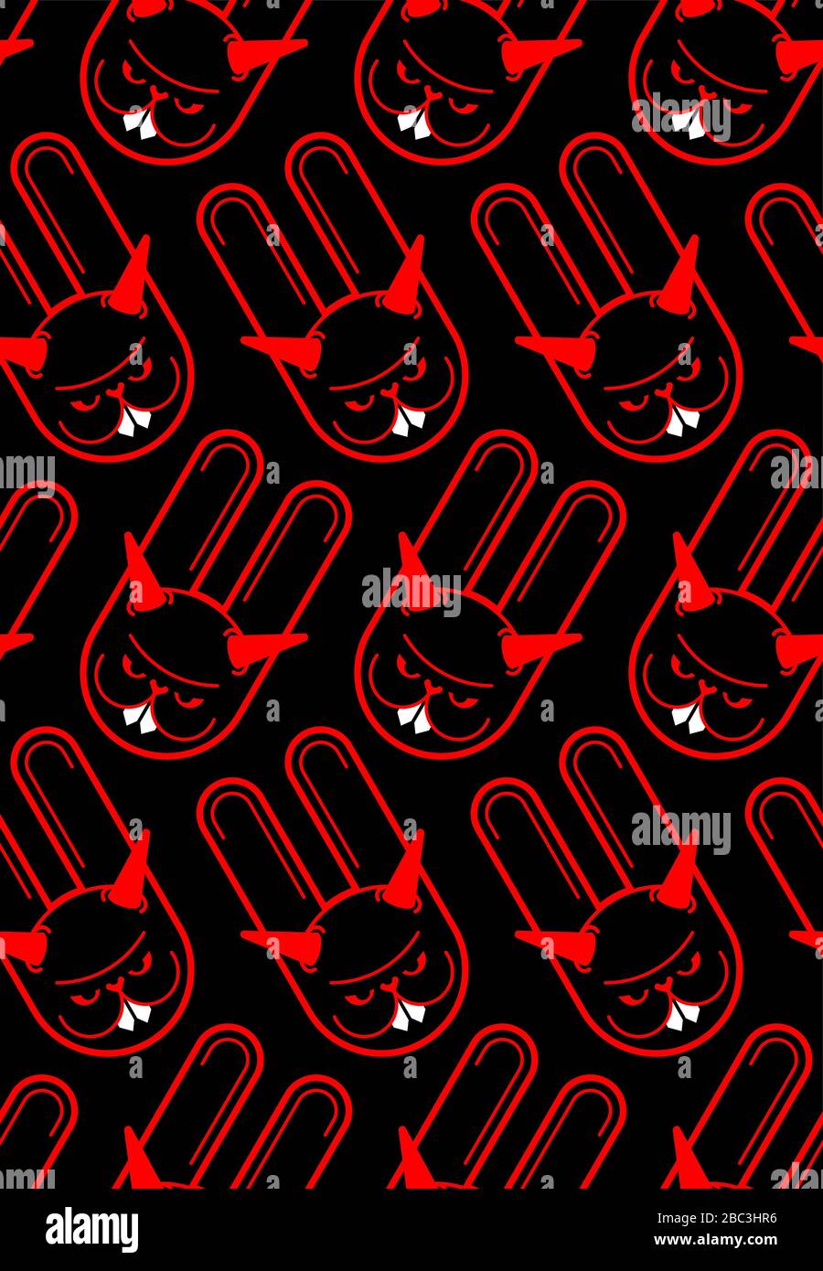 Devil bunny background . Angry hare pattern seamless. Crazy Rabbit ...