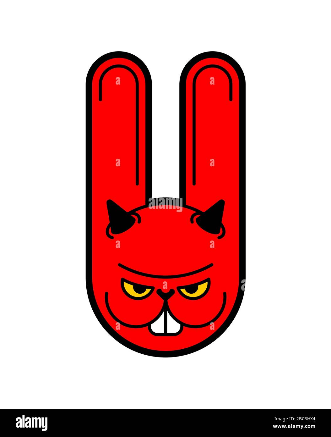 Crazy Rabbit. Angry hare. Devil bunny. Mad animal. Vector illustration ...