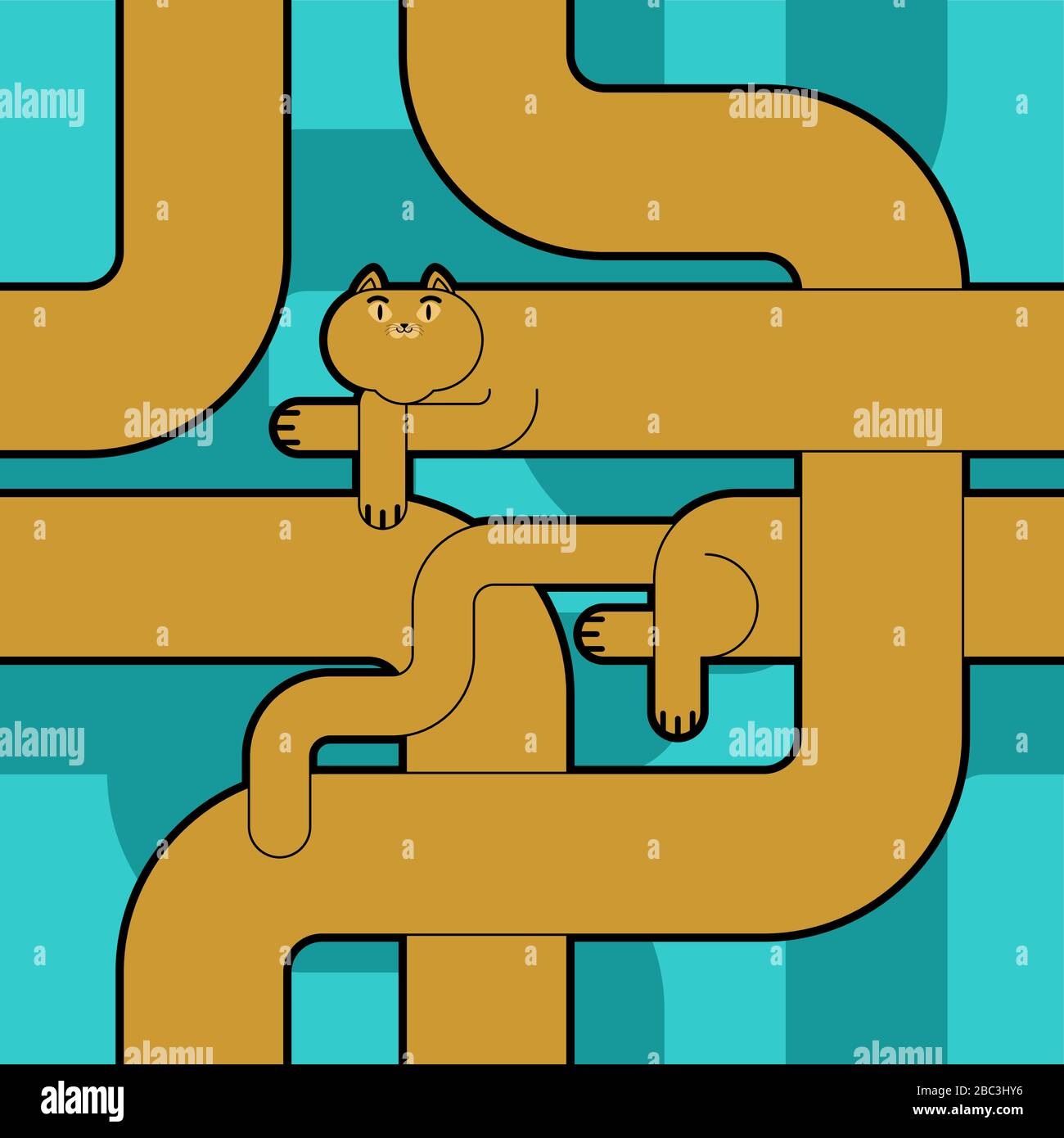 Long cat pattern seamless. Cartoon pet background. Baby fabric texture ...