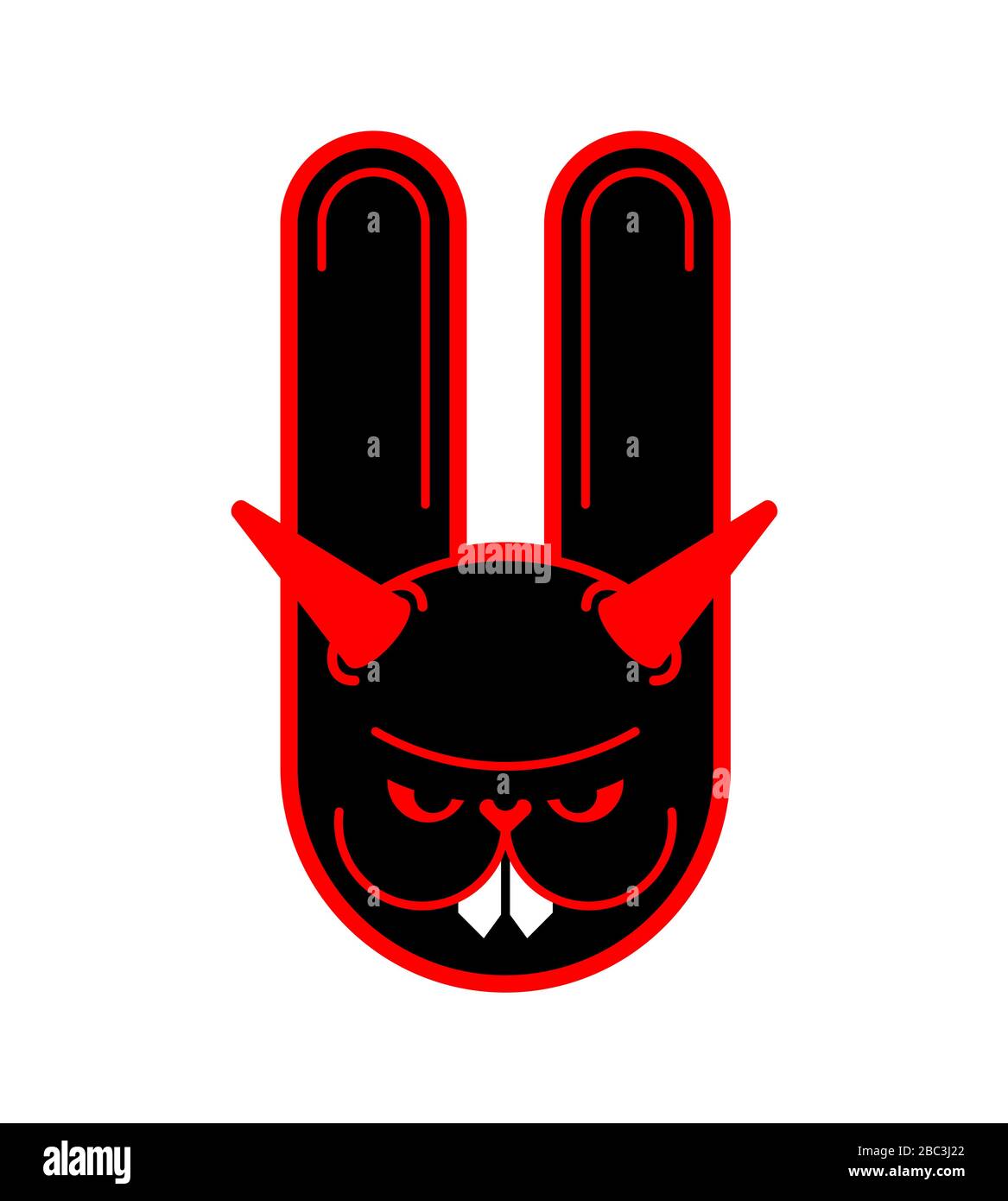 Devil bunny. Angry hare. Crazy Rabbit. Mad animal. Vector illustration ...