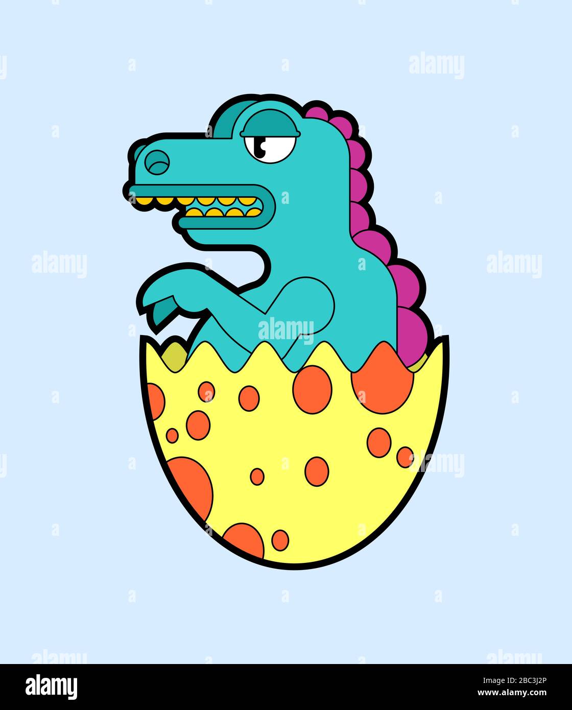 Dinosaur in egg. Small dyno in shell. Cartoon vector illustration Stock ...