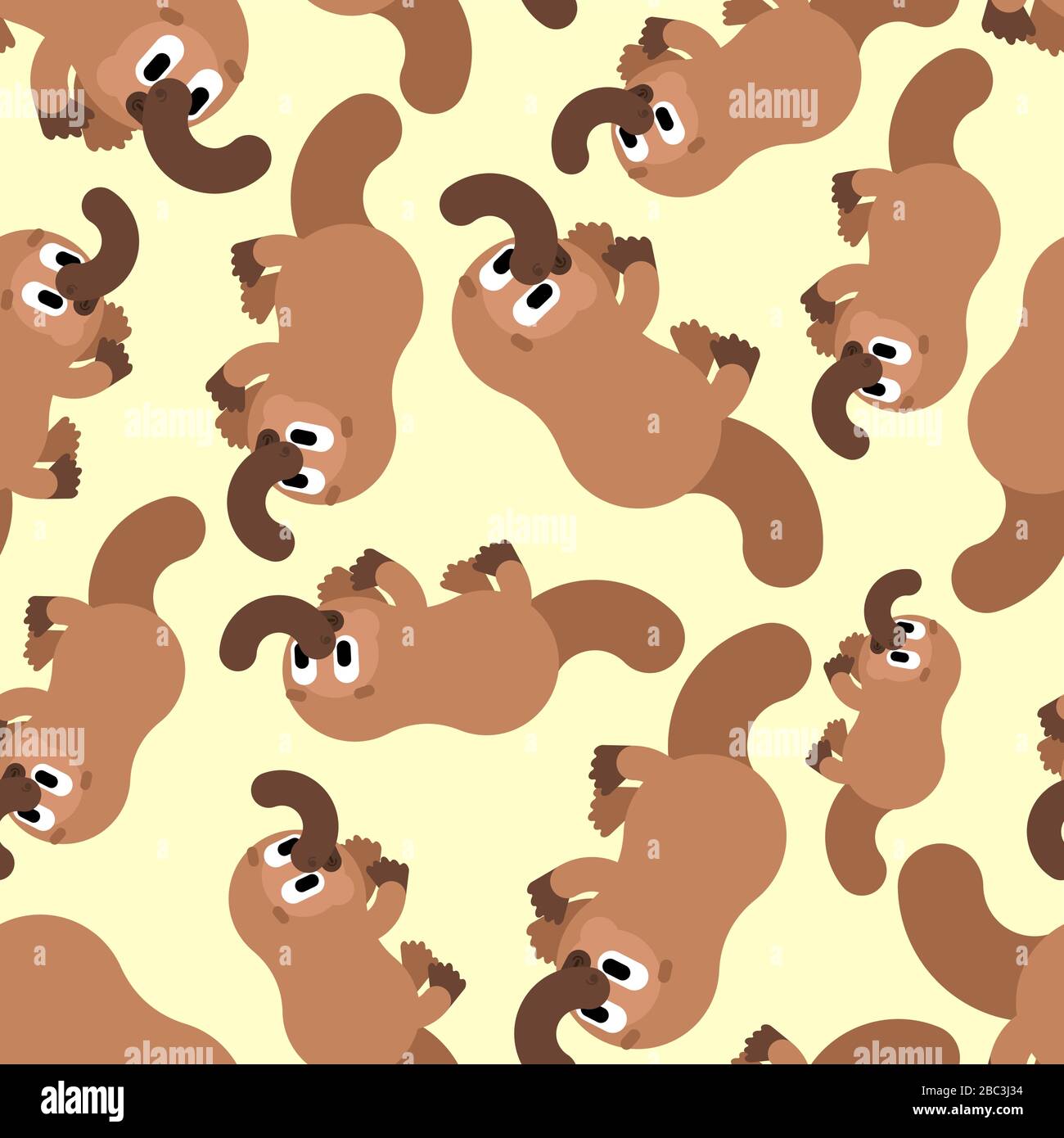 Platypus cartoon pattern seamless. cute duckbill background. Baby fabric texture. ornithorhyncus ...