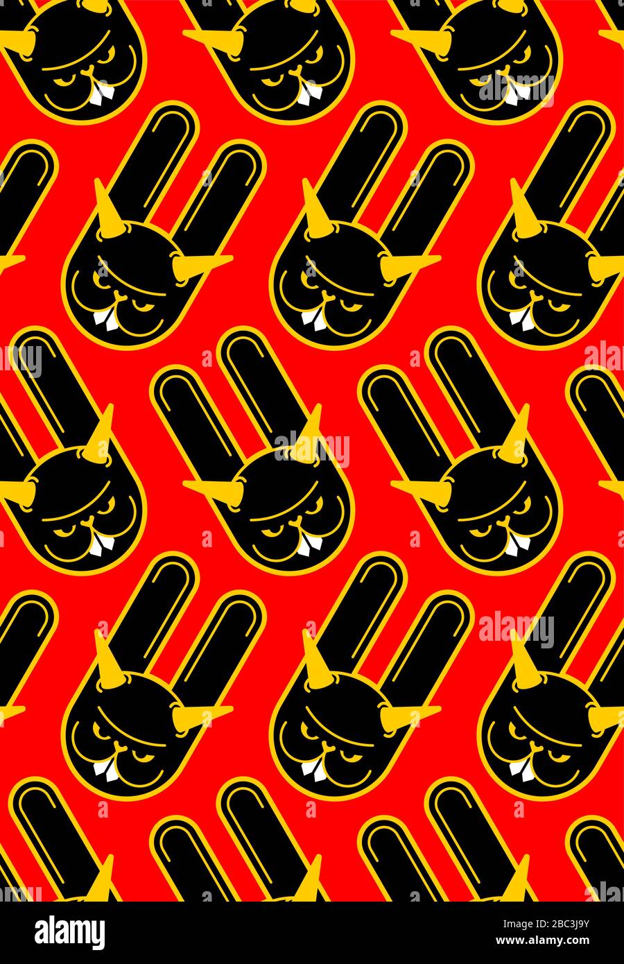 Crazy Rabbit background. Angry hare pattern seamless. Devil bunny ...