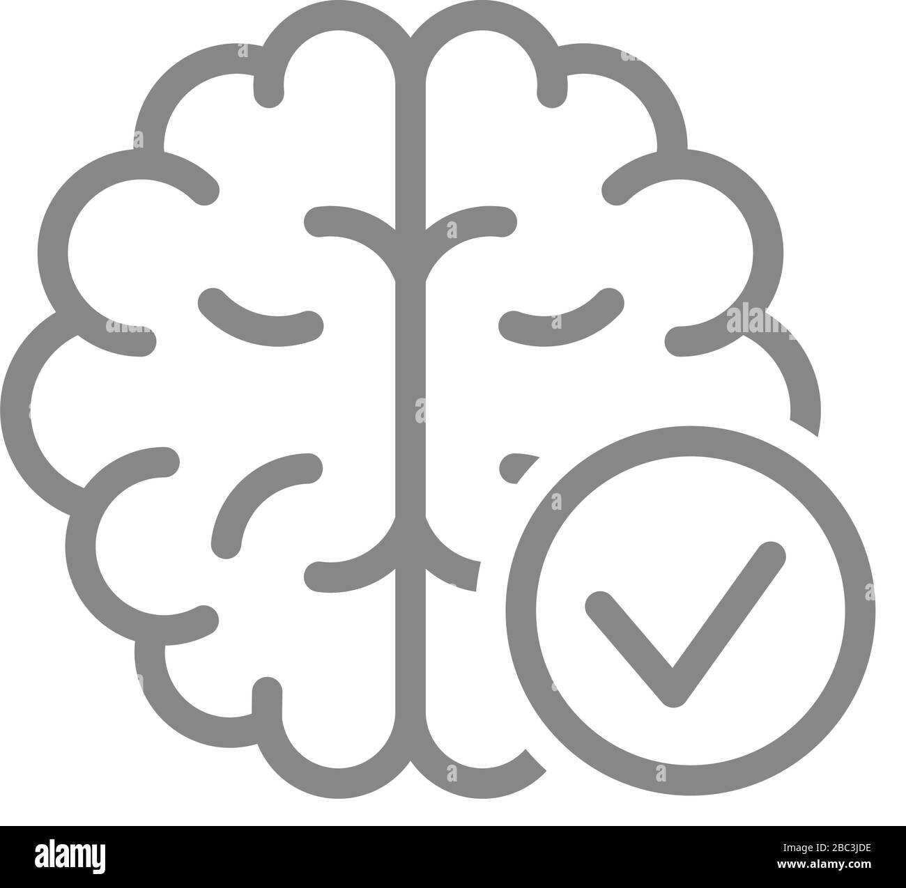 Brain with tick checkmark line icon. Healthy internal organ symbol ... Brain with tick checkmark line icon. Healthy internal organ symbol ...