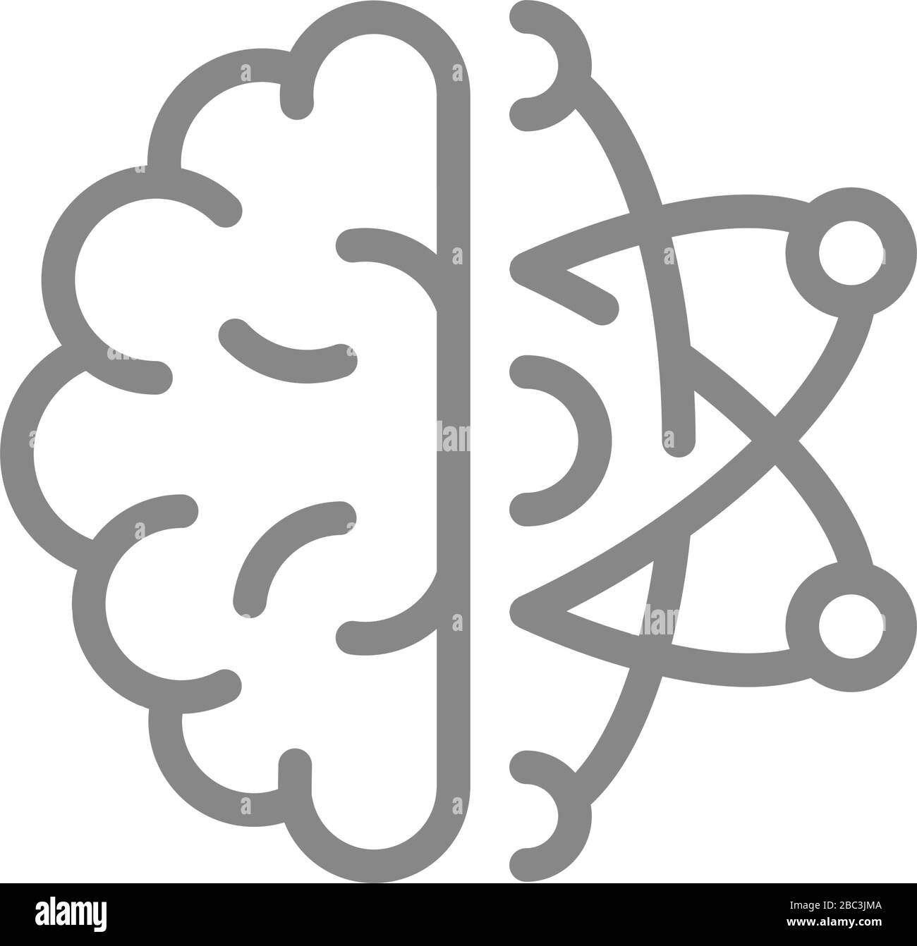 Human brain with atom line icon. Engineering, scientific technology ...
