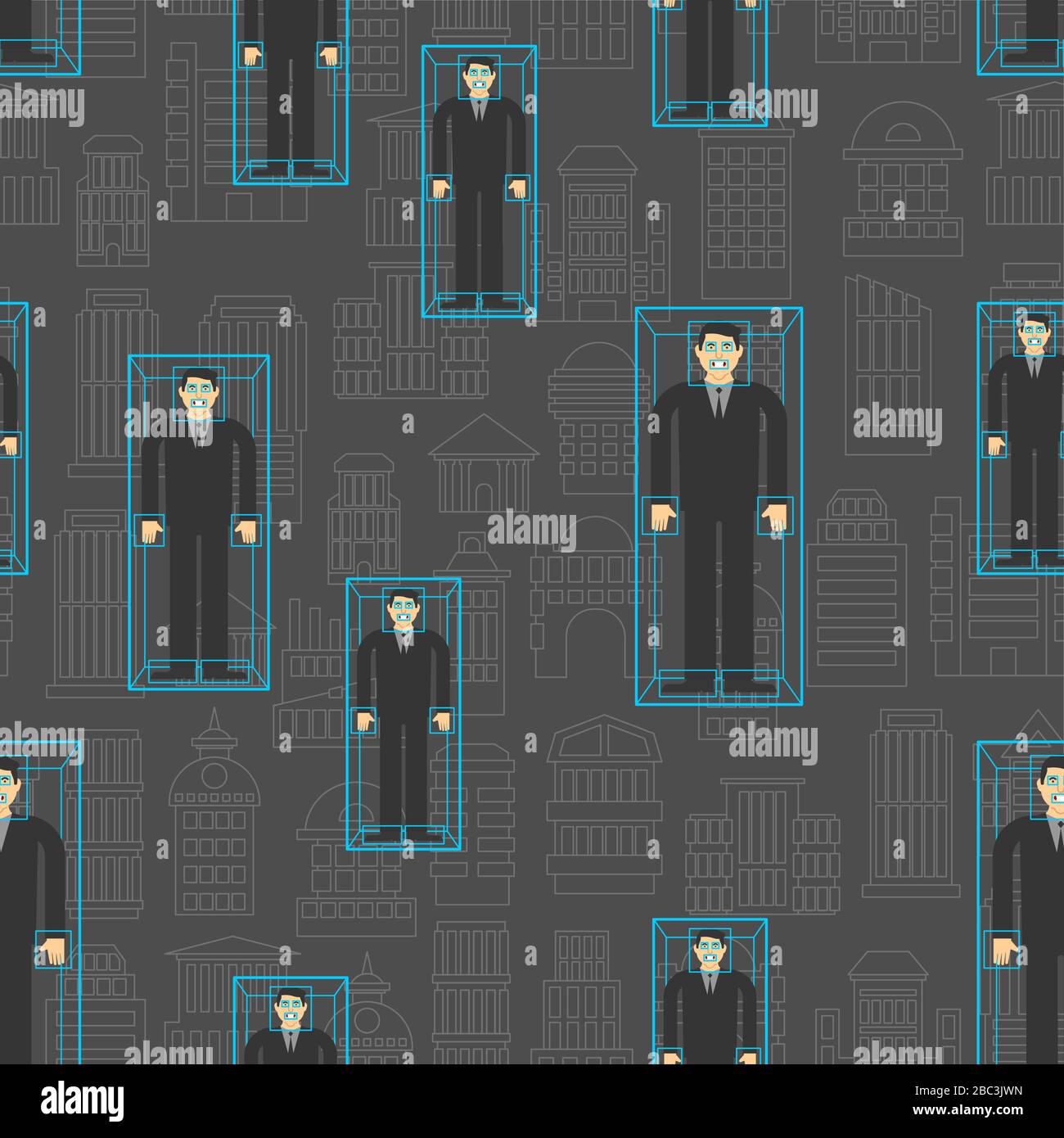 Identification of person in crowd pattern seamless. vector background ...