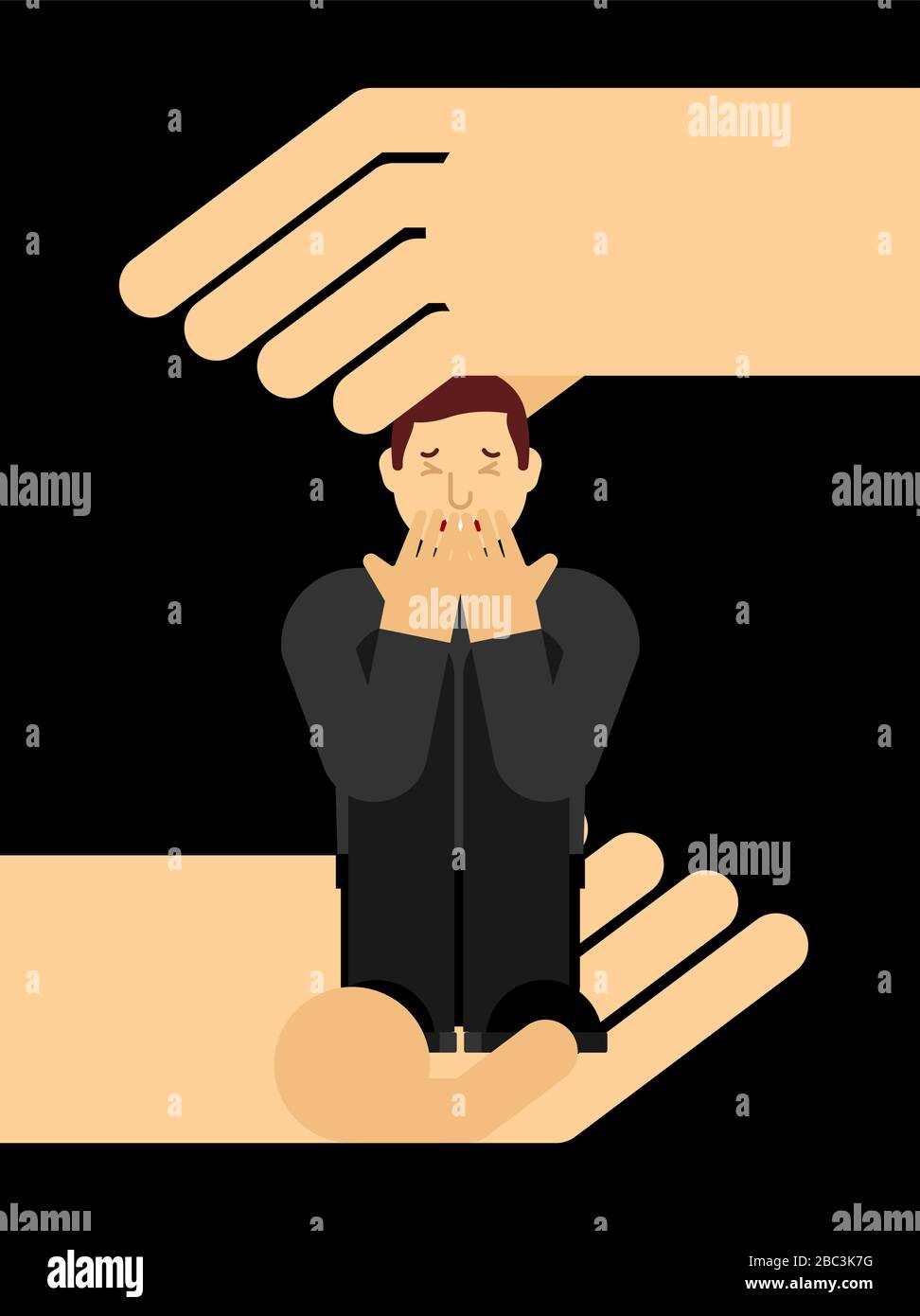 Sad unhappy guy feeling lonely Stock Vector Images - Alamy