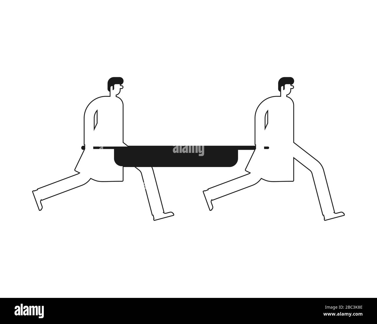 Doctors carry an empty stretcher. Medical template. vector illustration ...