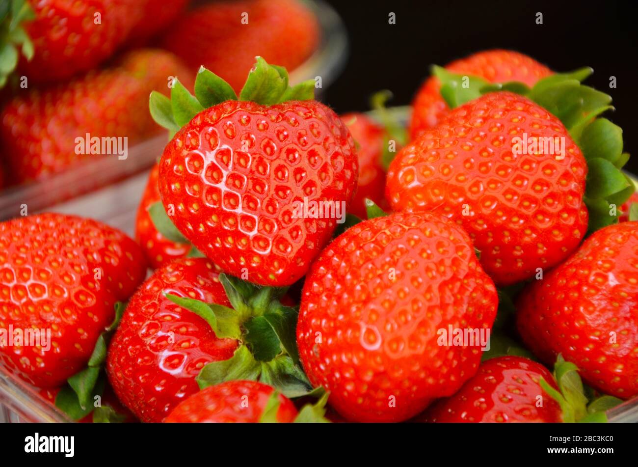 fresh strawberries close up view Stock Photo - Alamy
