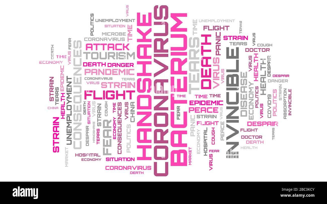 COVID-19 word cloud on white background Stock Photo - Alamy