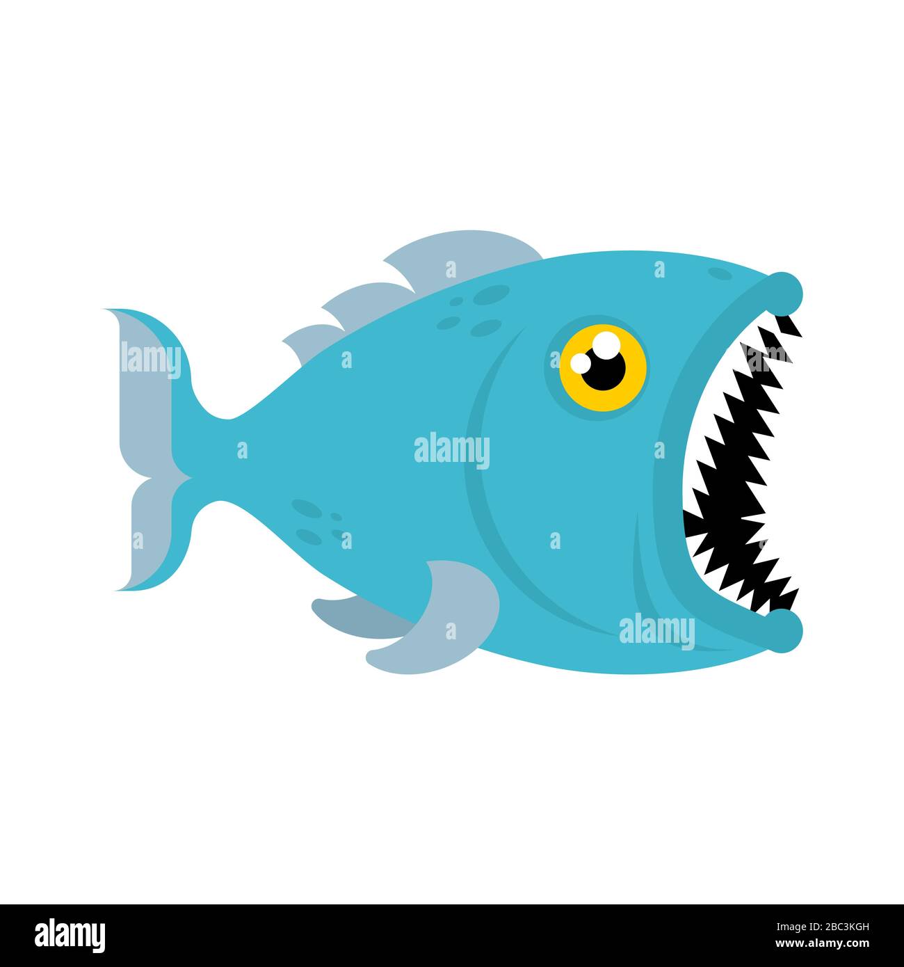 Predatory fish with open mouth isolated. vector illustration Stock ...