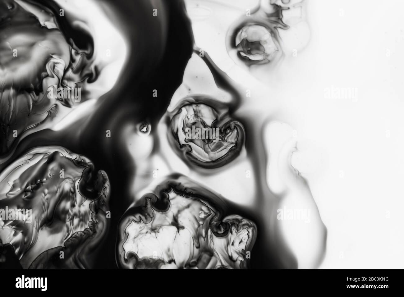 Abstract ink drops messy black and white splatter background texture ...