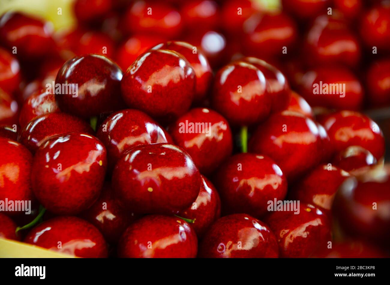 fresh cherries close up view Stock Photo - Alamy