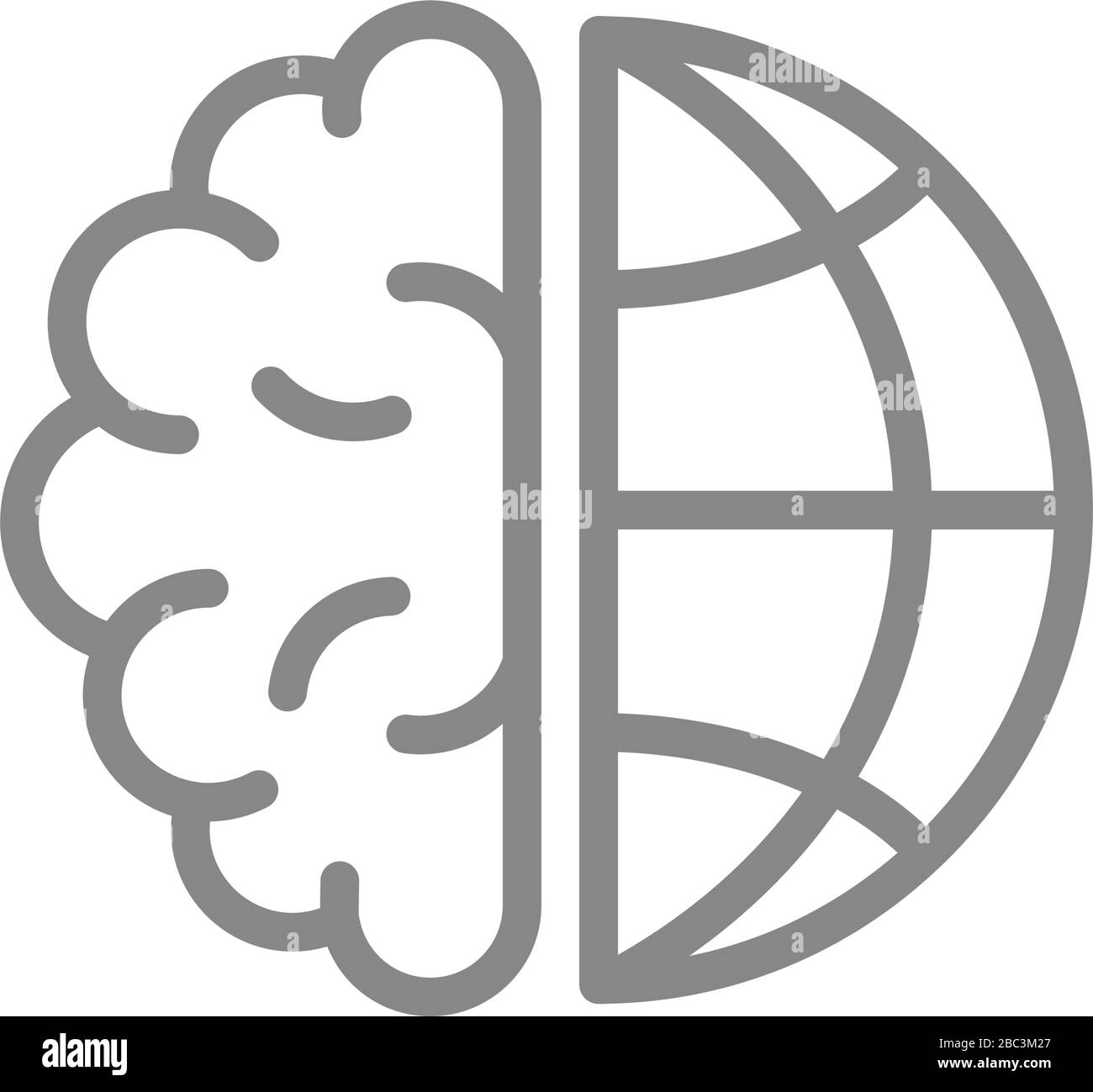 Human brain with planet line icon. World Brain Day symbol Stock Vector ...