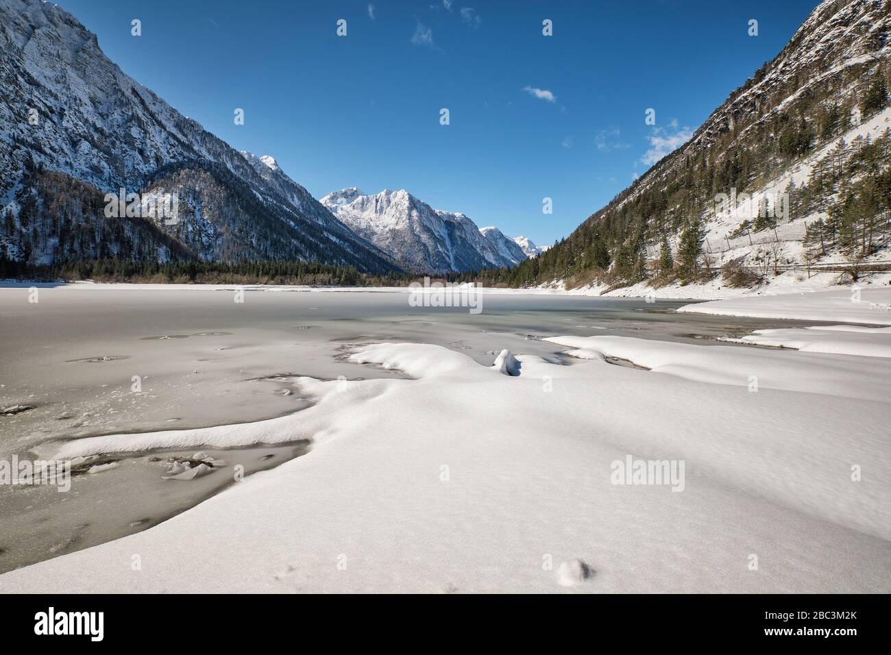 Panoramic view of Lake Predil and the Alps around Tarvisio, Italy Stock ...
