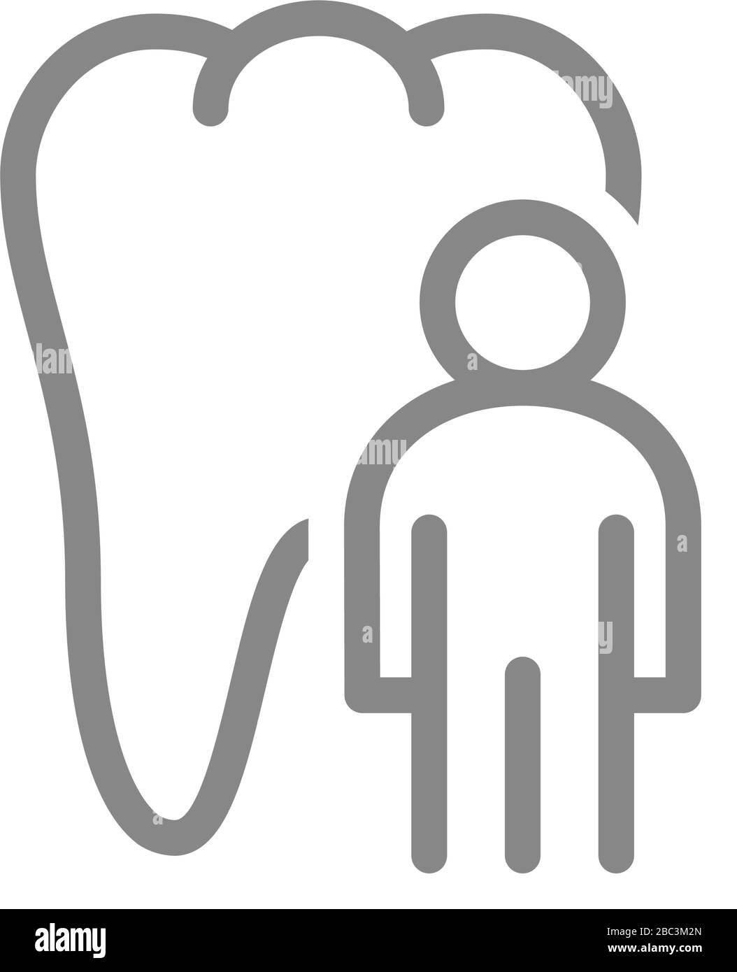 Tooth with man line icon. Healthy organ in oral cavity symbol Stock ...