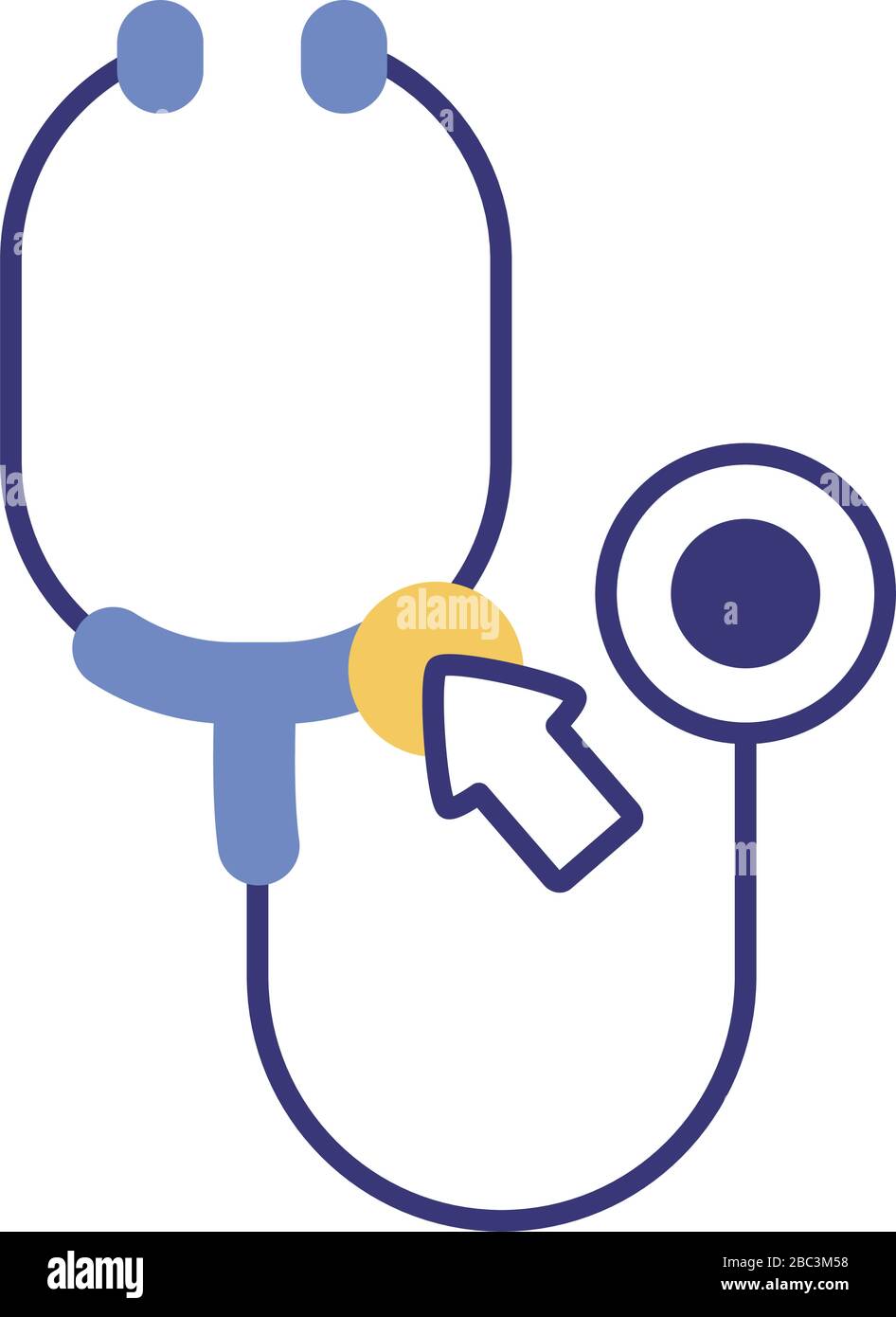 cursor mouse with stethoscope health online line style Stock Vector ...