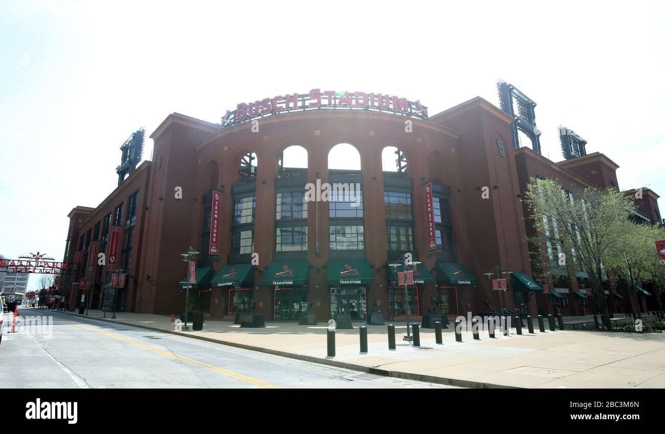 St. Louis, United States. 02nd Apr, 2020. Busch Stadium is empty of ...