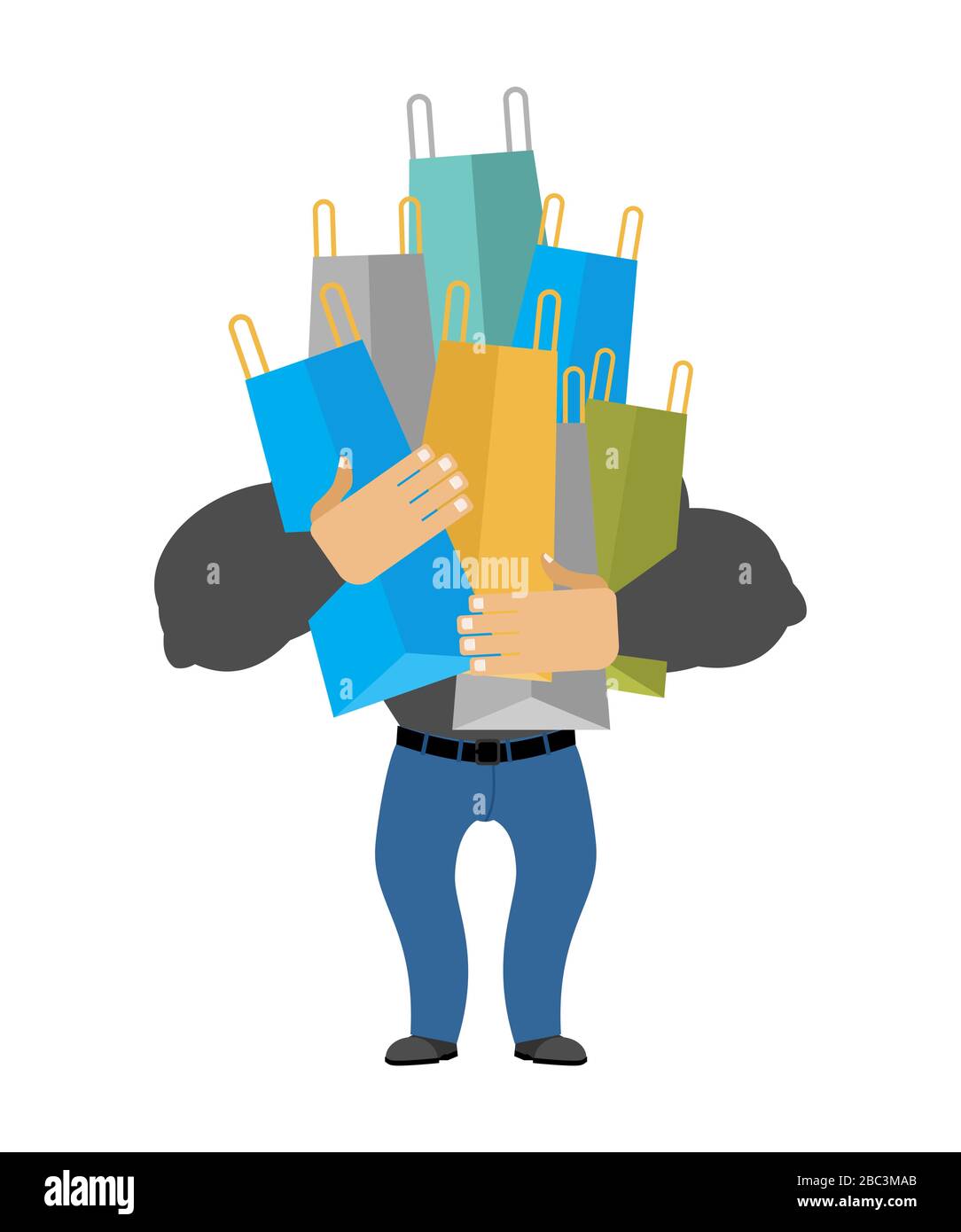 Man with shopping bags. Male shopping vector illustration Stock Vector ...