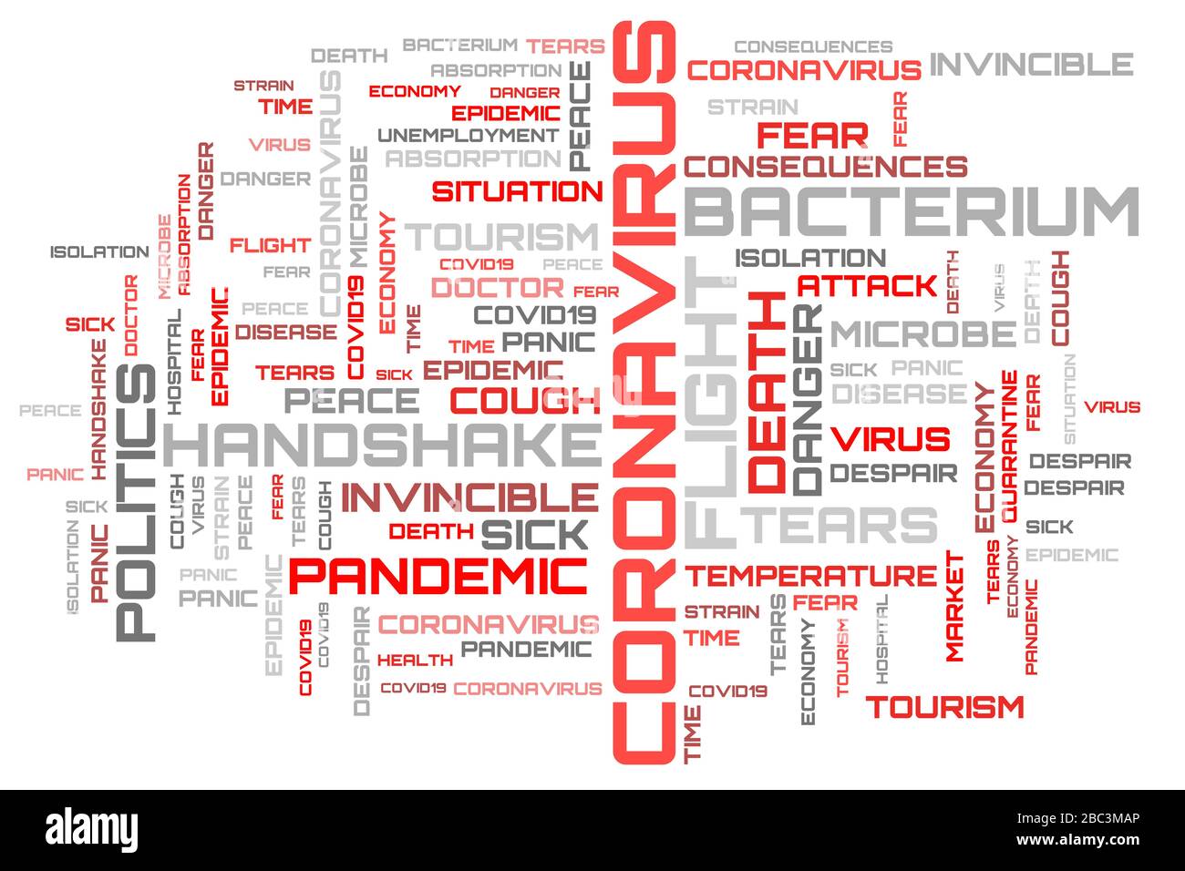 Red coronavirus word collage on white background Stock Photo - Alamy