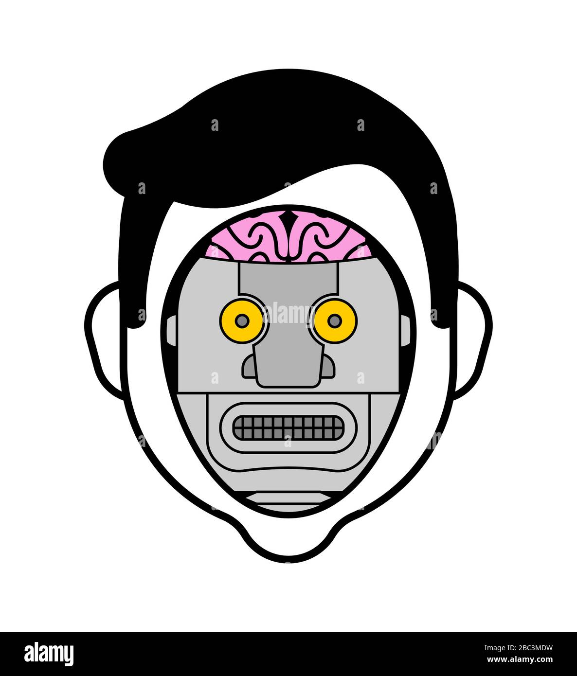 Artificial Intelligence. Man robot head. face of cyborg Stock Vector ...