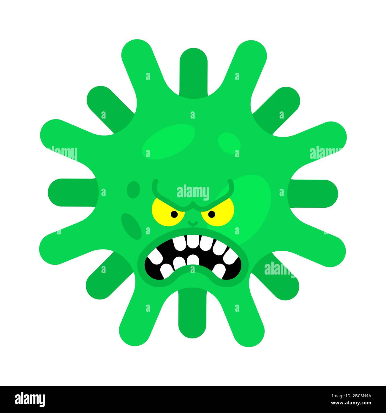Angry Coronavirus molecule. Evil virus. Epidemic concept illustration ...