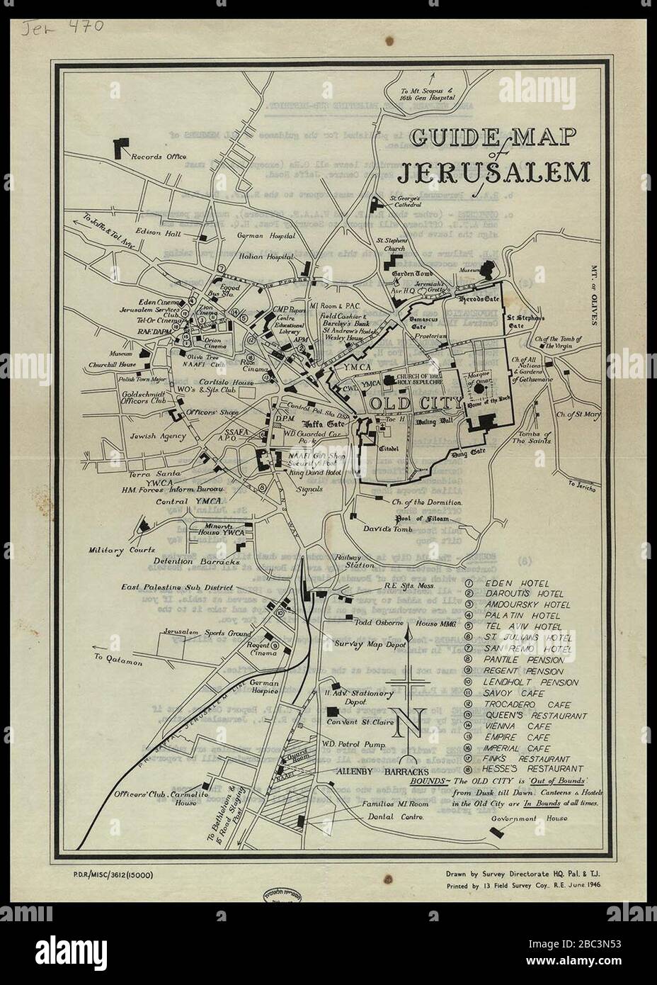 Guide map of Jerusalem - Drawn by Survey Directorate H.Q. Pal & T.J ...