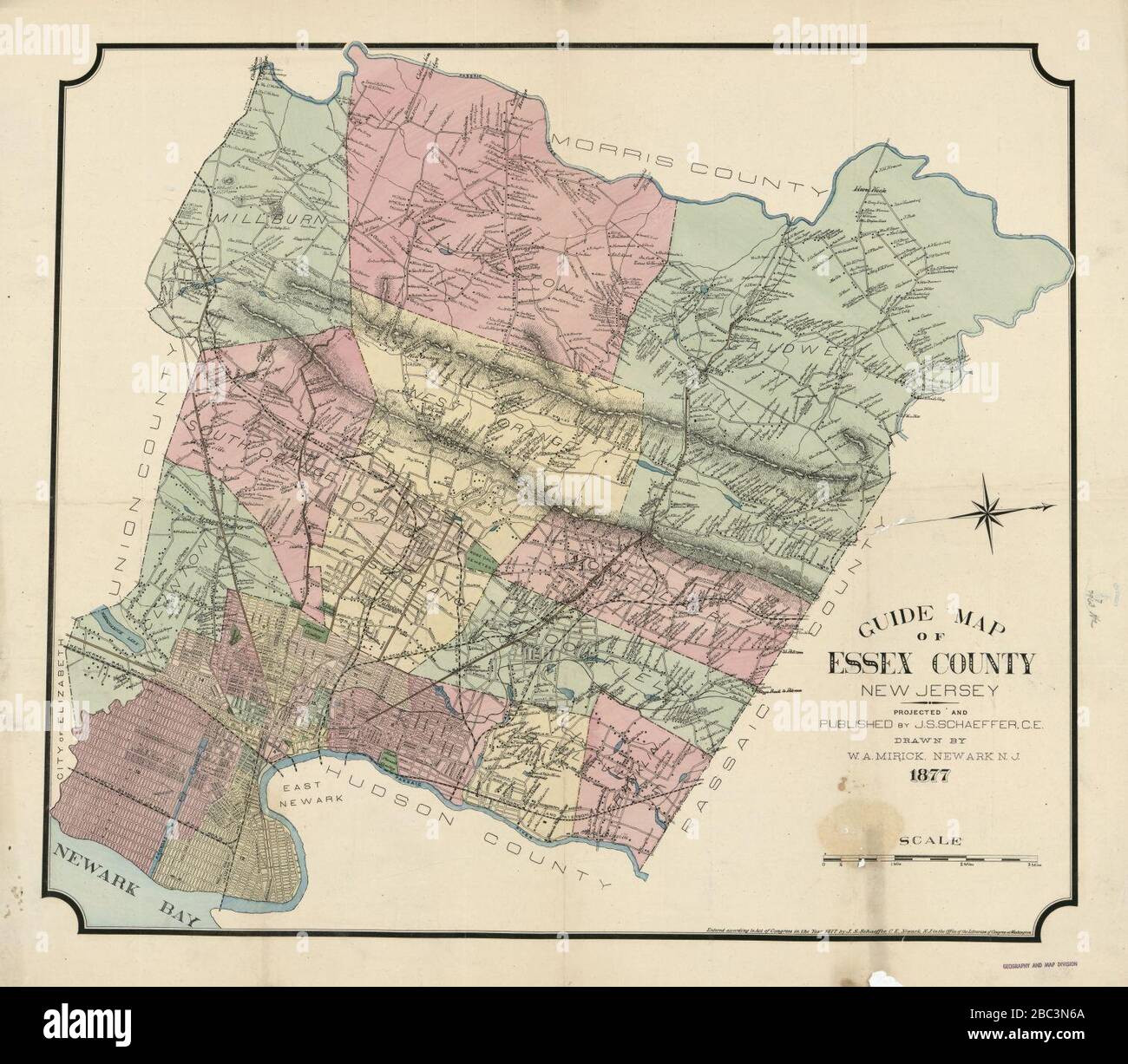 Guide map of Essex County, New Jersey Stock Photo - Alamy