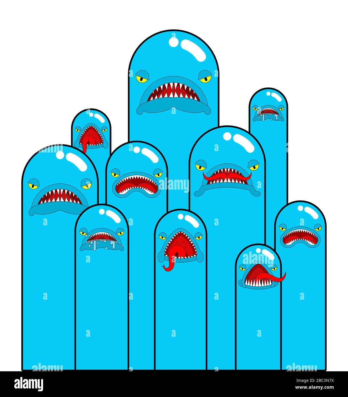 Angry worm set. Evil worms isolated. vector illustration Stock Vector ...