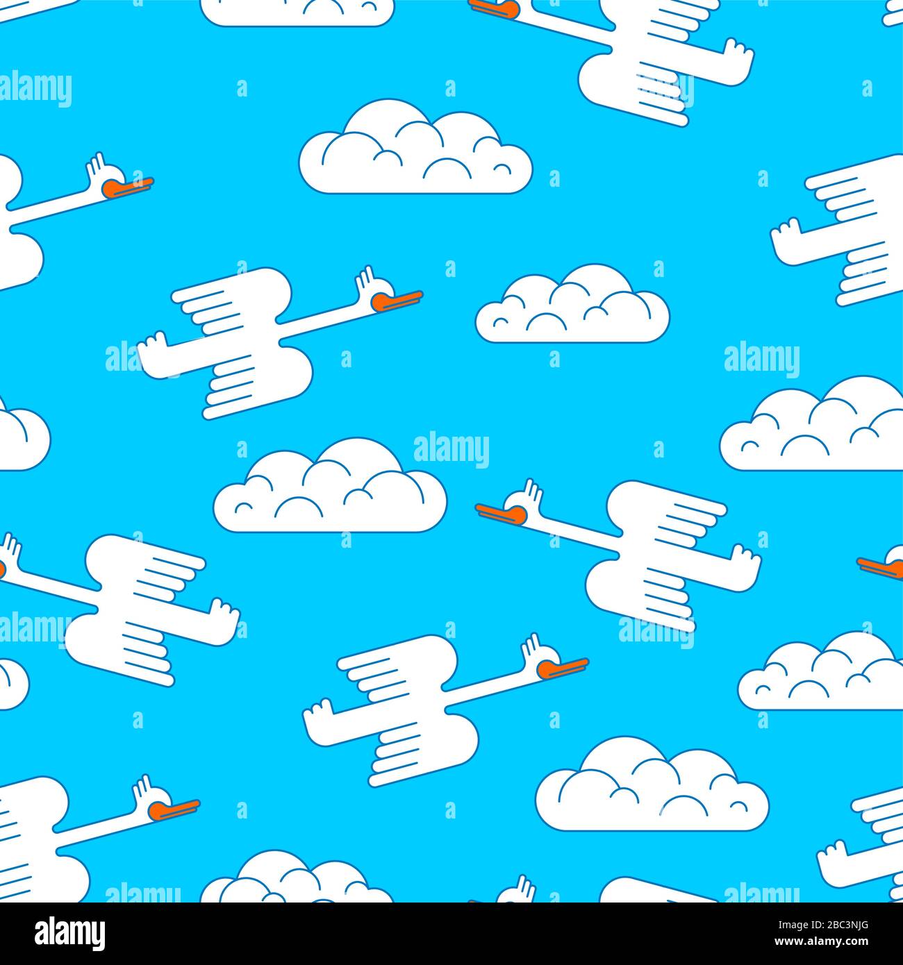 White goose flying pattern seamless. ducks bird of passage background ...
