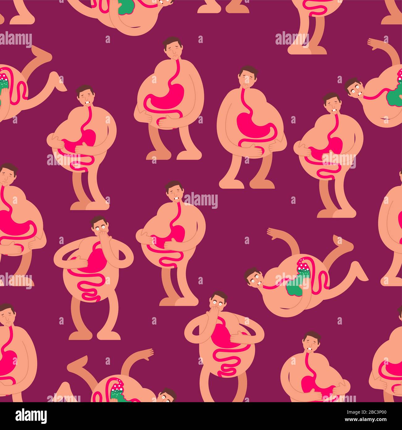 Heaviness in stomach pattern seamless. bloating background. nausea ...